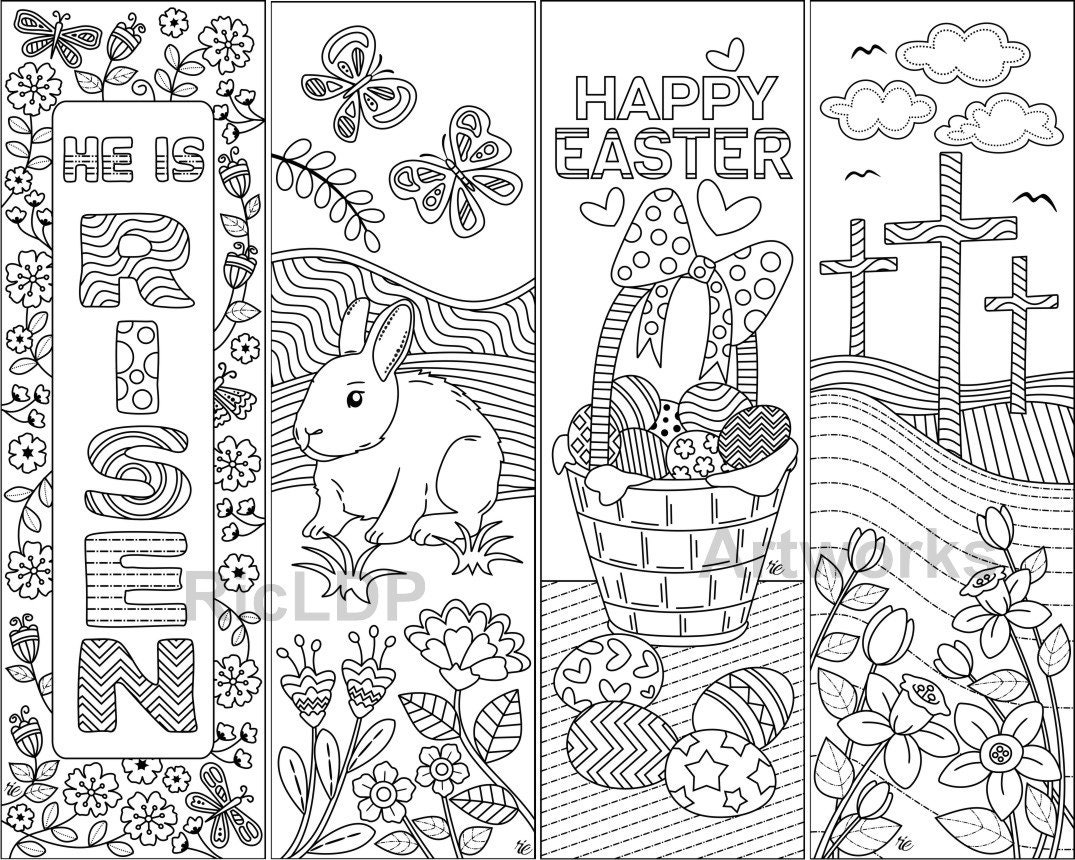 Set of 8 Coloring Bookmarks for Easter Christian Coloring - Etsy