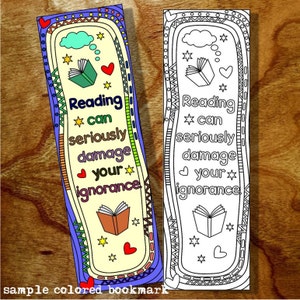 4 Inspiring Bookmarks for Book Lovers – Printable Colorable Set With ...