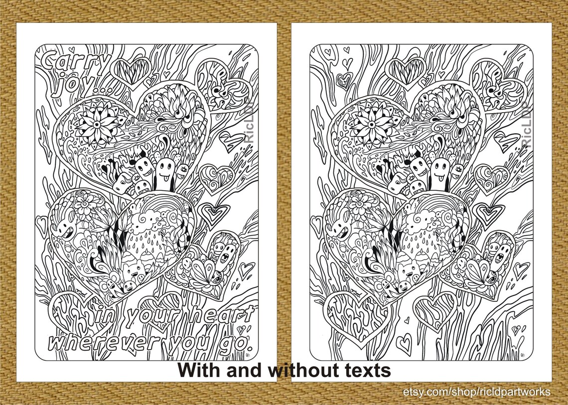 Hearts and Monsters Coloring Pages Cute Monster Doodles - Etsy