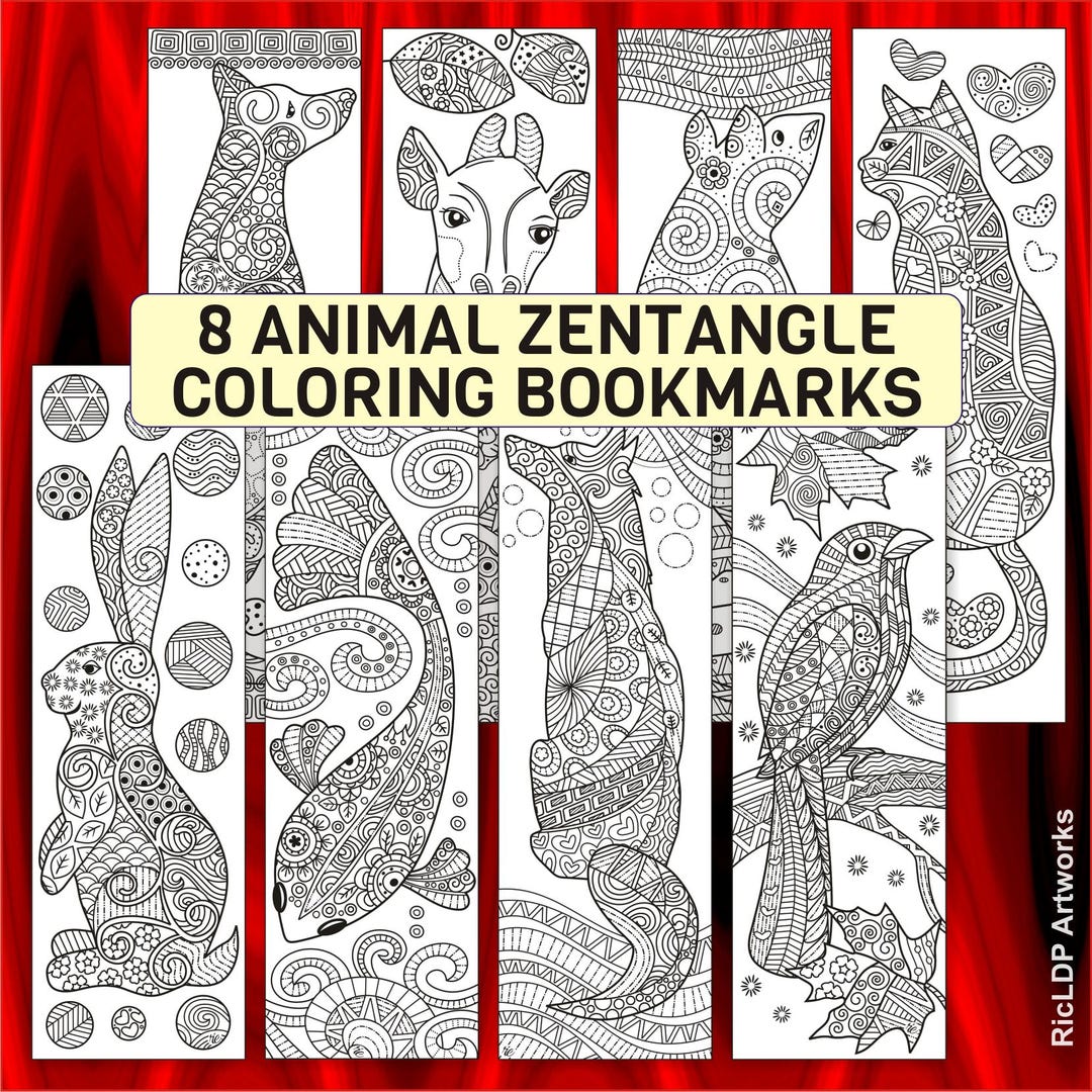 Hand-drawn Animal Coloring Bookmarks: Zen Art Doodles (PDF/JPEG) - Etsy