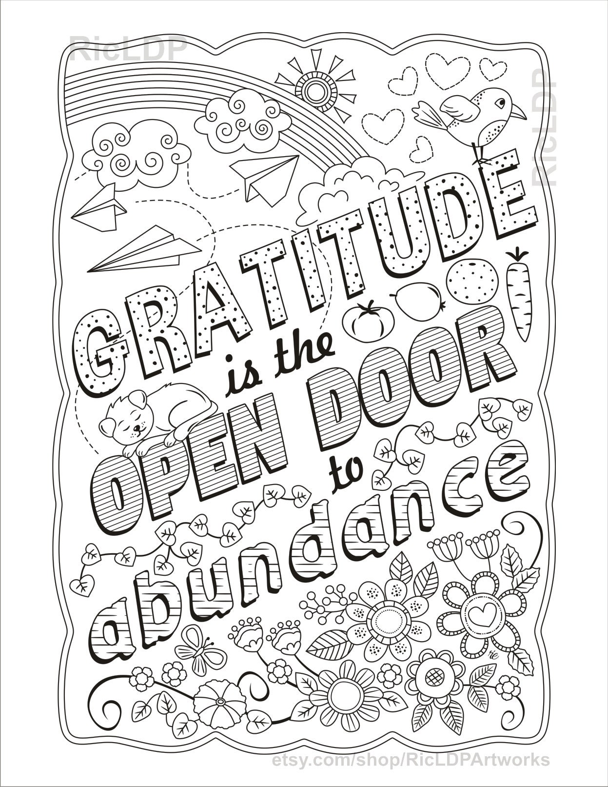 Two Inspirational Thanksgiving Coloring Pages for Kids and Adults ...