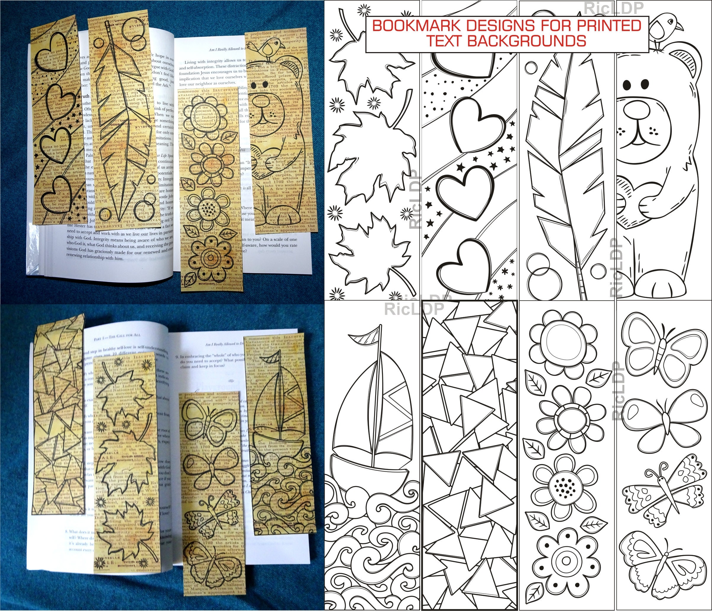 8-pack Zen Doodle Bookmark Designs – Printable DIY Vintage-style ...