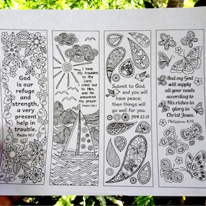 Bible Verse Coloring Bookmarks: Scripture Art for Kids & Adults (PDF ...