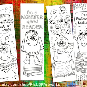 8 Whimsical Monster Coloring Bookmarks With Reading Quotes – Printable ...