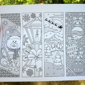 Christmas Coloring Bookmarks, Xmas Colorier Winter Snow Doodles ...