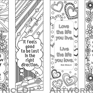 Inspirational Quote Coloring Bookmarks: Zen Doodle Markers (PDF & JPEG ...
