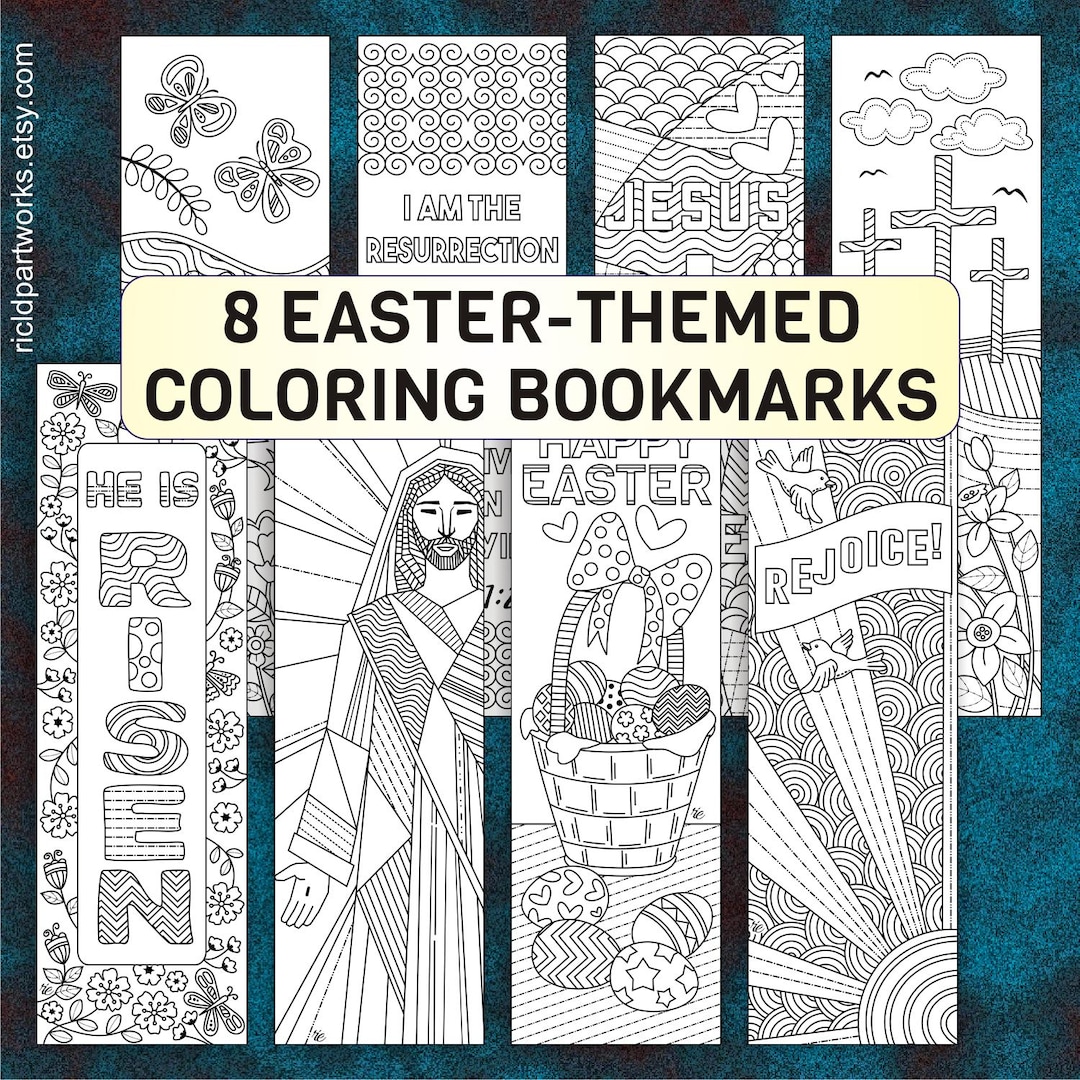 Easter Coloring Bookmarks: Faith-based Doodles (PDF/JPEG) - Etsy