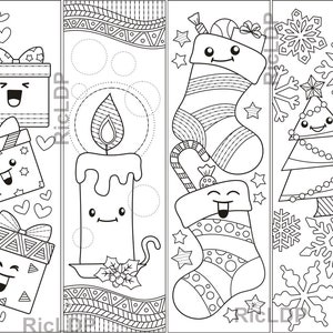 Coloring Bookmarks for Christmas Coloriage, Xmas Doodles Holiday Season ...