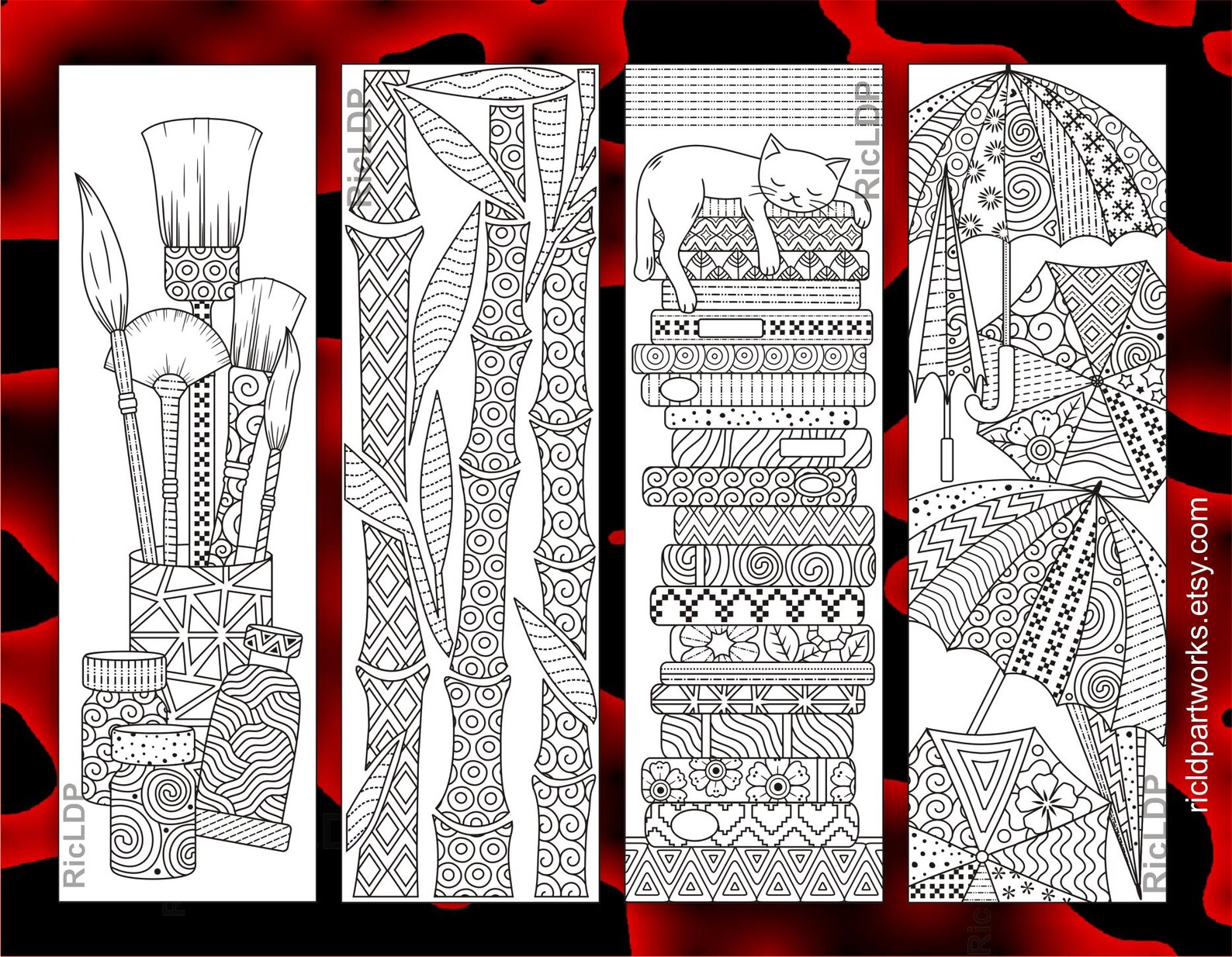 8 Printable Coloring Bookmarks for Kids & Adults – Zen Doodle Pattern ...