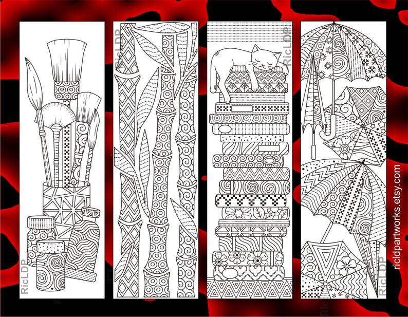 8 Printable Coloring Bookmarks – Zen Doodle Pattern for Mindfulness and ...
