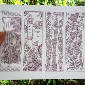 8 Printable Coloring Bookmarks for Kids & Adults – Zen Doodle Pattern ...
