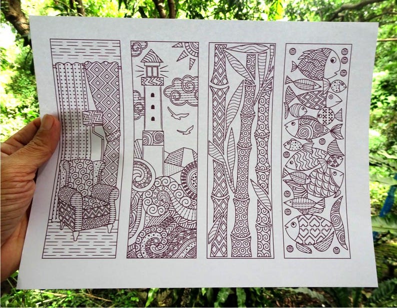 8 Printable Coloring Bookmarks – Zen Doodle Pattern for Mindfulness and ...