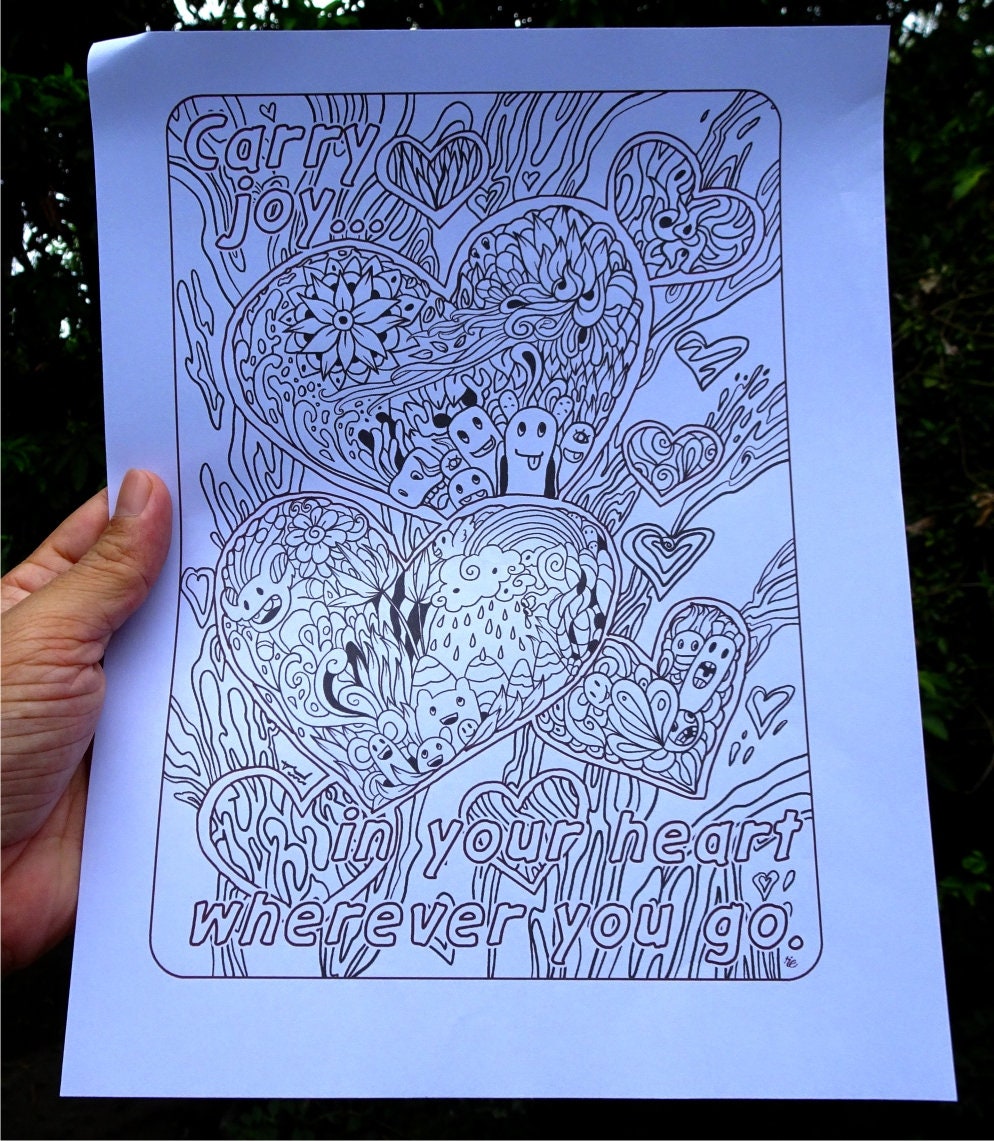 Hearts and Monsters Coloring Pages Cute Monster Doodles - Etsy