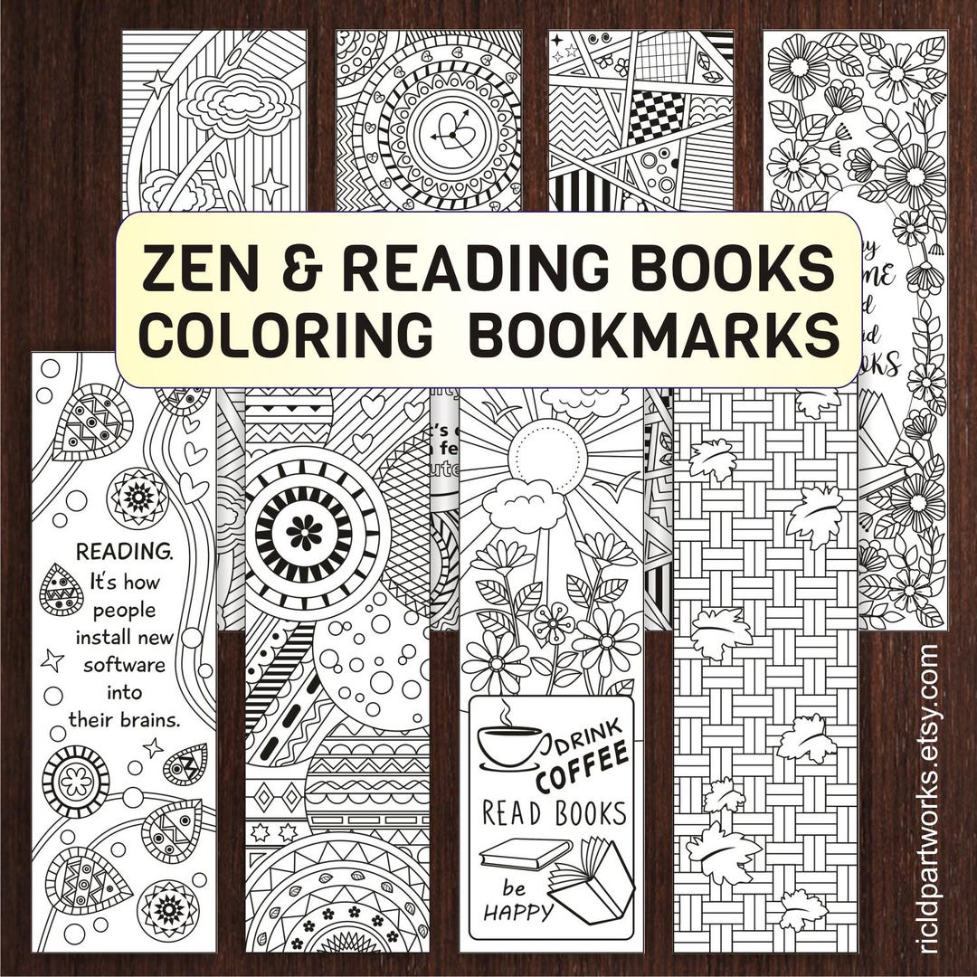 Coloring Bookmarks: Motivational Quotes & Art Doodles (PDF/JPEG) - Etsy