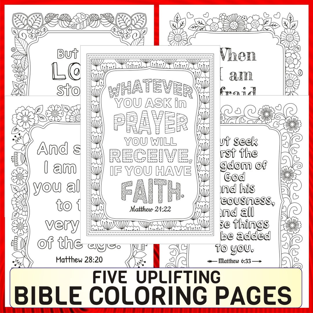 5 Bible Verse Coloring Pages: Christian Scripture Art (PDF & JPEG ...