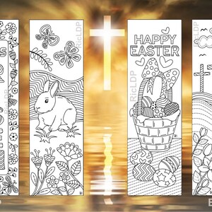 Set of 8 Coloring Bookmarks for Easter Christian Coloring - Etsy