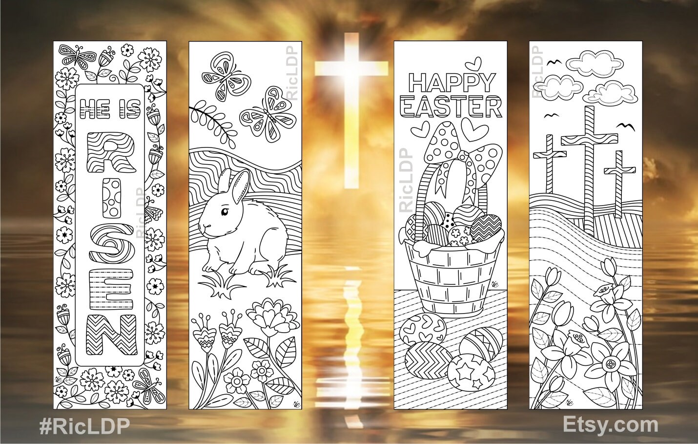 Set of 8 Coloring Bookmarks for Easter Christian Coloring - Etsy