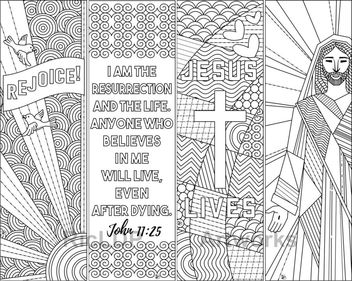 Set of 8 Coloring Bookmarks for Easter Christian Coloring - Etsy
