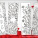 Heart Doodles Coloring Bookmarks Valentines Day Love Roses Paisleys ...