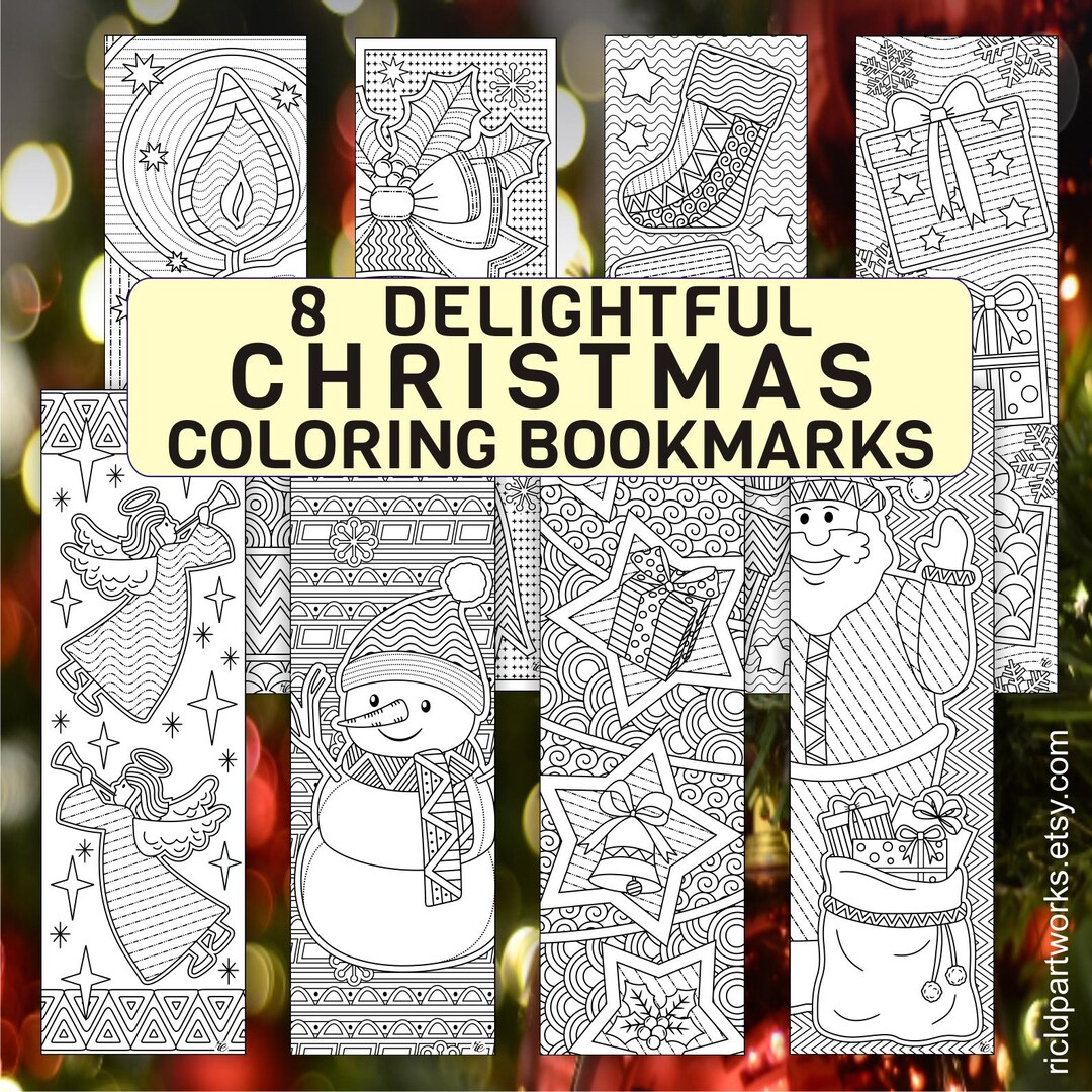 8 Christmas Coloring Bookmarks: Festive Xmas Zen Doodles (PDF/JPEG) - Etsy