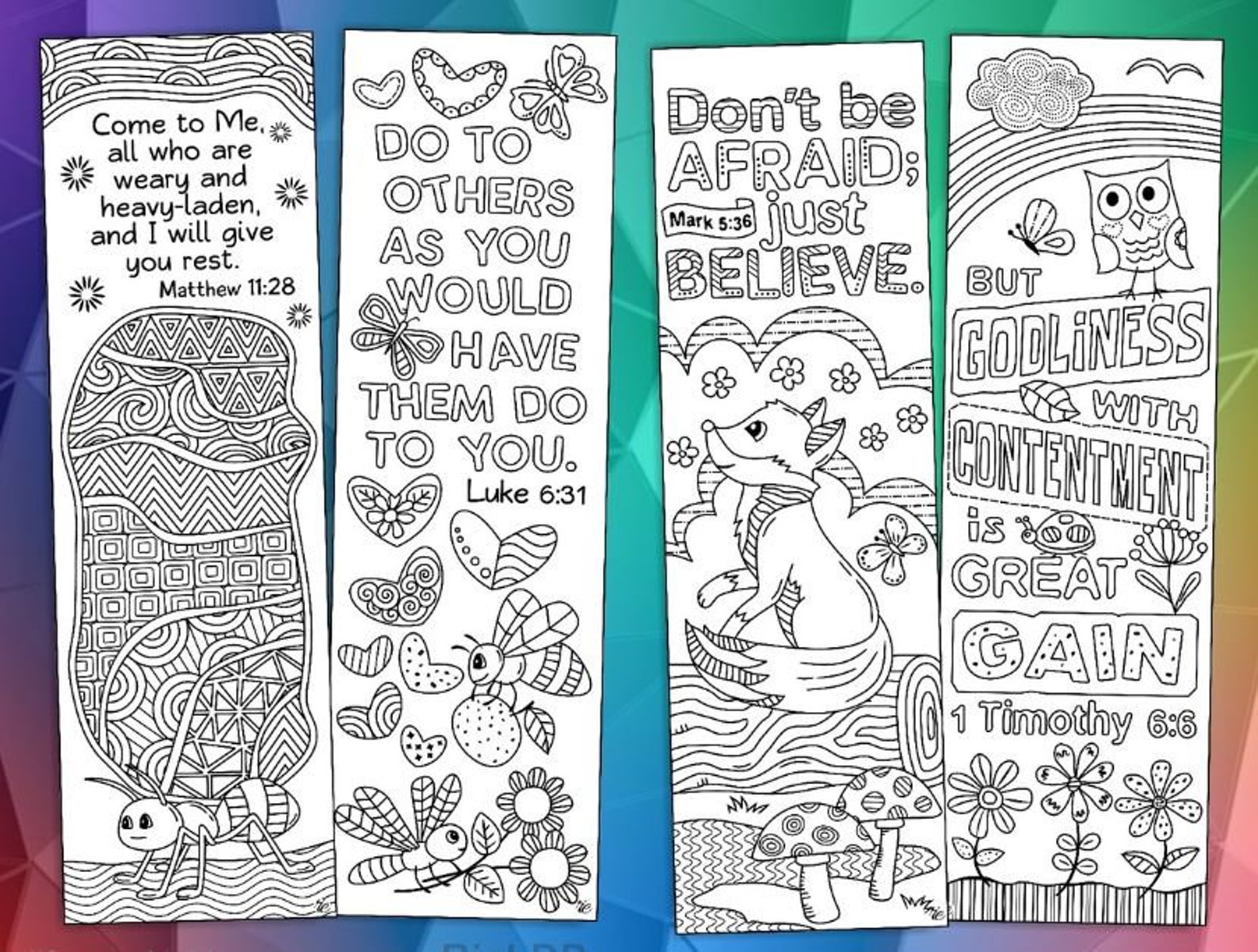 Animal Doodles Coloring Bookmarks: Bible Verses for Kids (PDF & JPEG ...