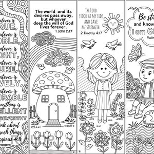 Bible Verse Coloring Bookmarks Cute Doodles Psalm 46 10 Romans 8 28 1 ...