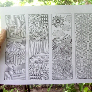 8-pack Zen Doodle Bookmarks for Mindfulness Coloring – Printable Line ...