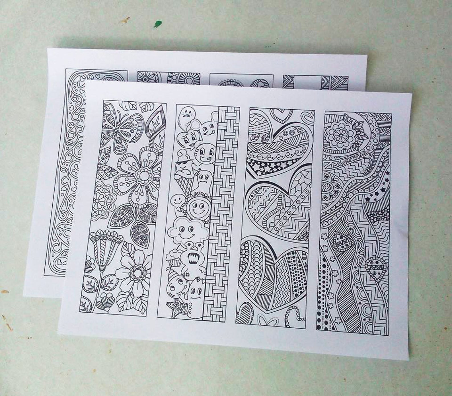 Coloring Bookmarks Zentangle Lineart Zen Doodle Cute Monster Heart ...