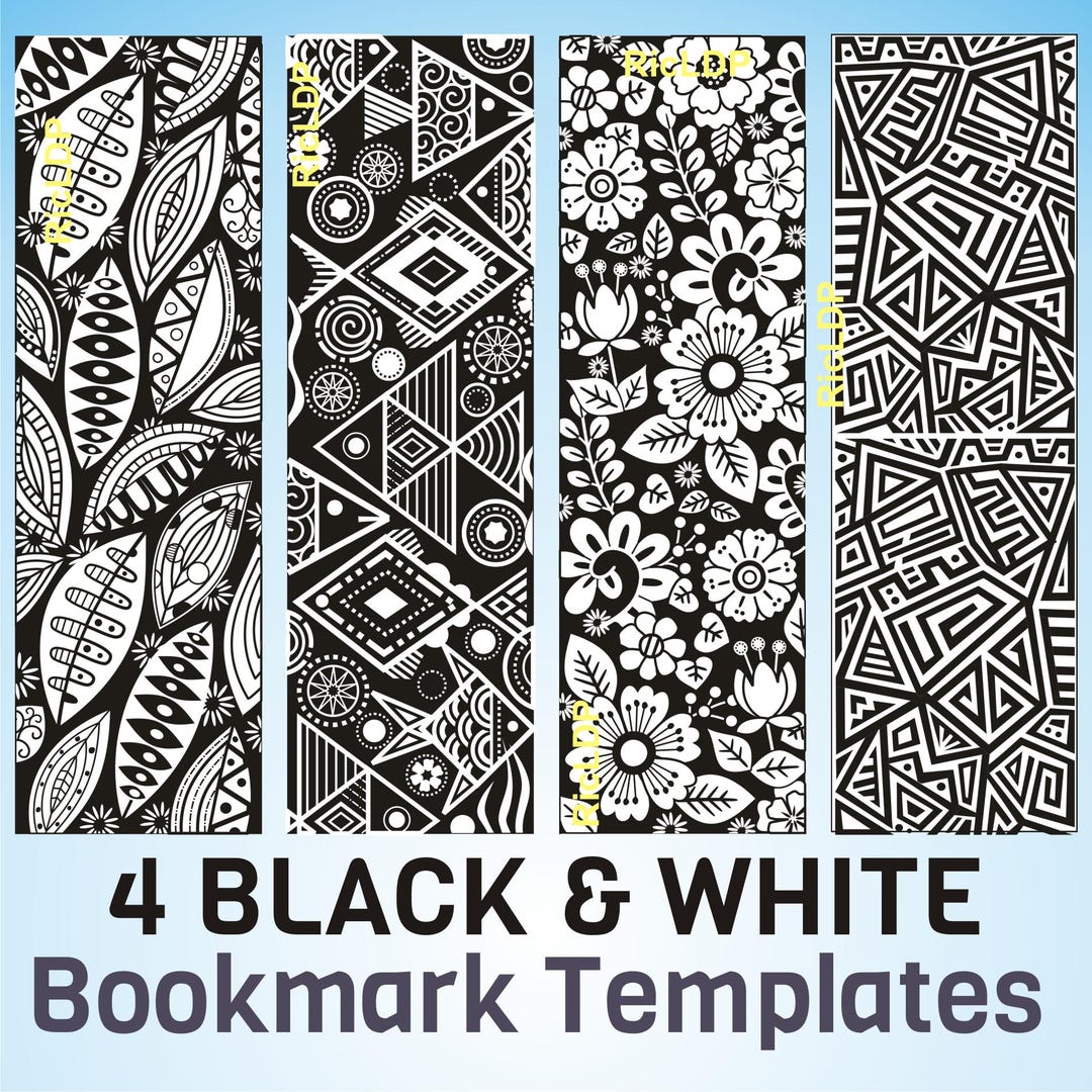 Printable Black & White Bookmark Templates – Four Elegant Designs ...