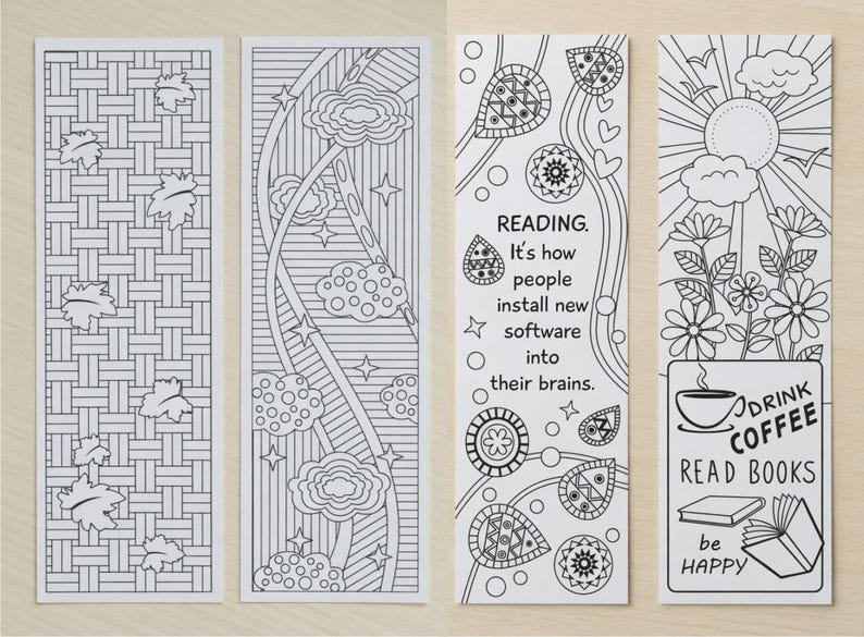 Printable Coloring Bookmarks: Motivational Quotes & Art Doodles (PDF ...