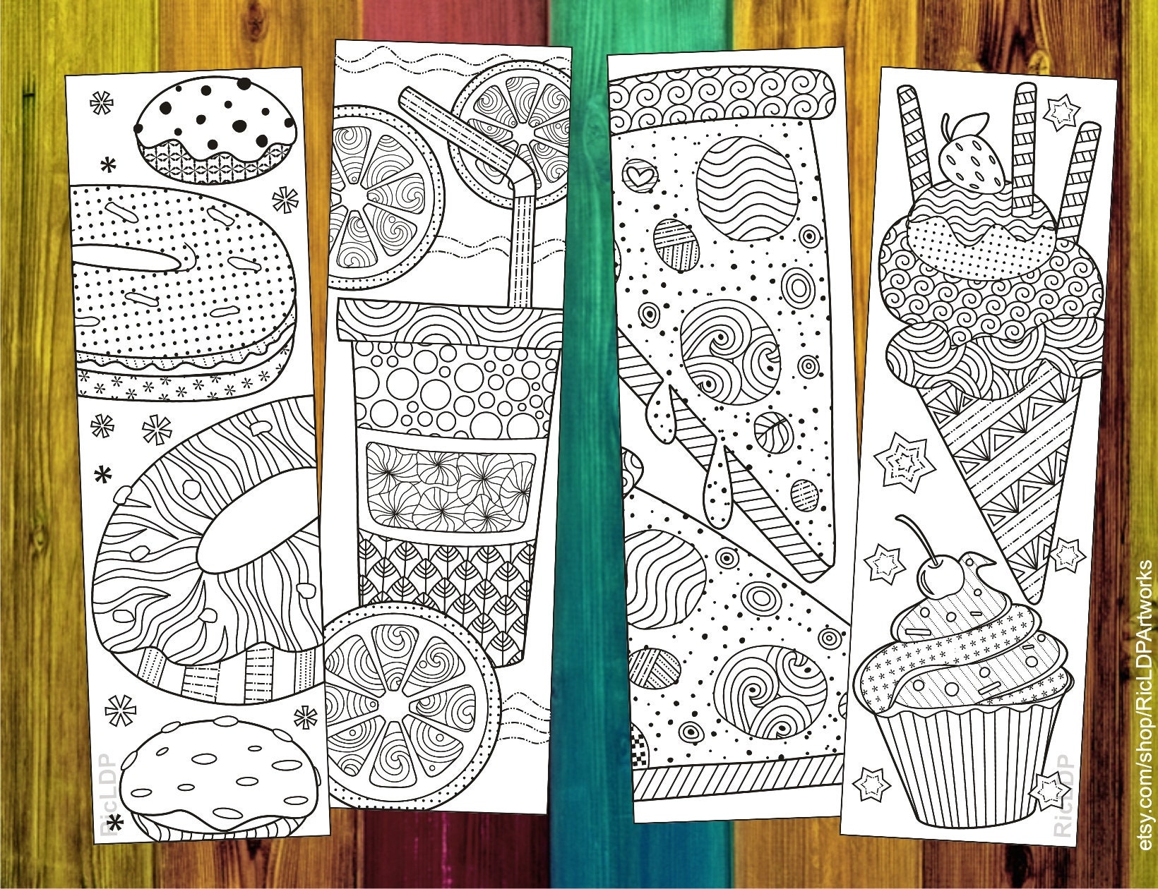 Food Coloring Bookmarks: Zentangle-inspired Art Activity (PDF/JPEG) - Etsy