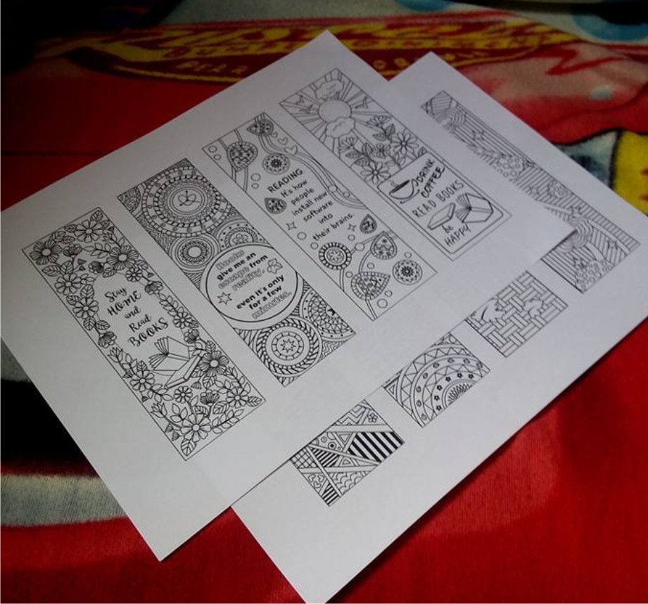 Coloring Bookmarks: Motivational Quotes & Art Doodles (PDF/JPEG) - Etsy