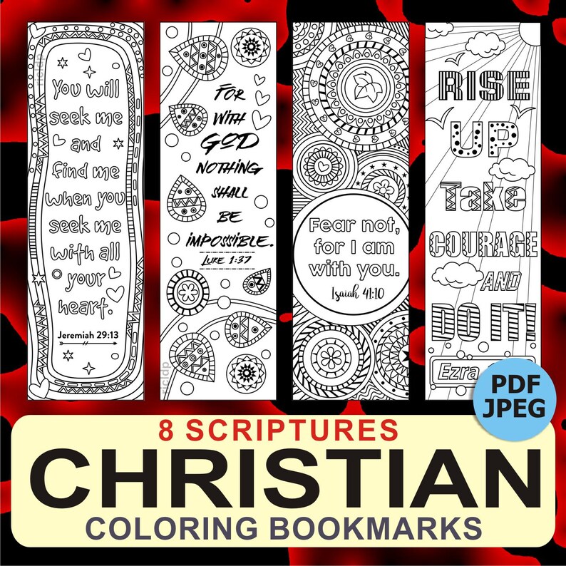Christian Coloring Bookmarks: Bible Verse Art, Zen Doodles (PDF & JPEG ...