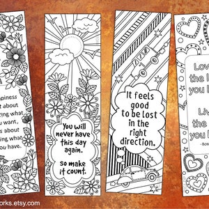 Inspirational Quote Coloring Bookmarks: Zen Doodle Markers (PDF & JPEG ...