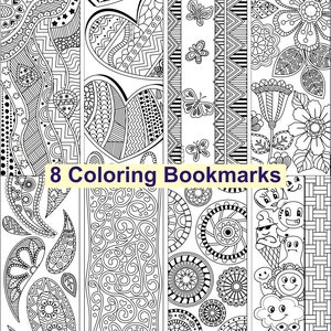 8 Zen Doodle Bookmarks for Mindful Coloring, Stress Relief & Creative ...