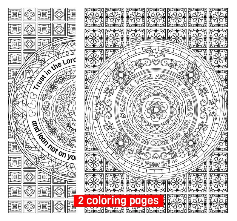 Two Mandala Coloring Pages for Mindfulness Coloring, Inspiration ...