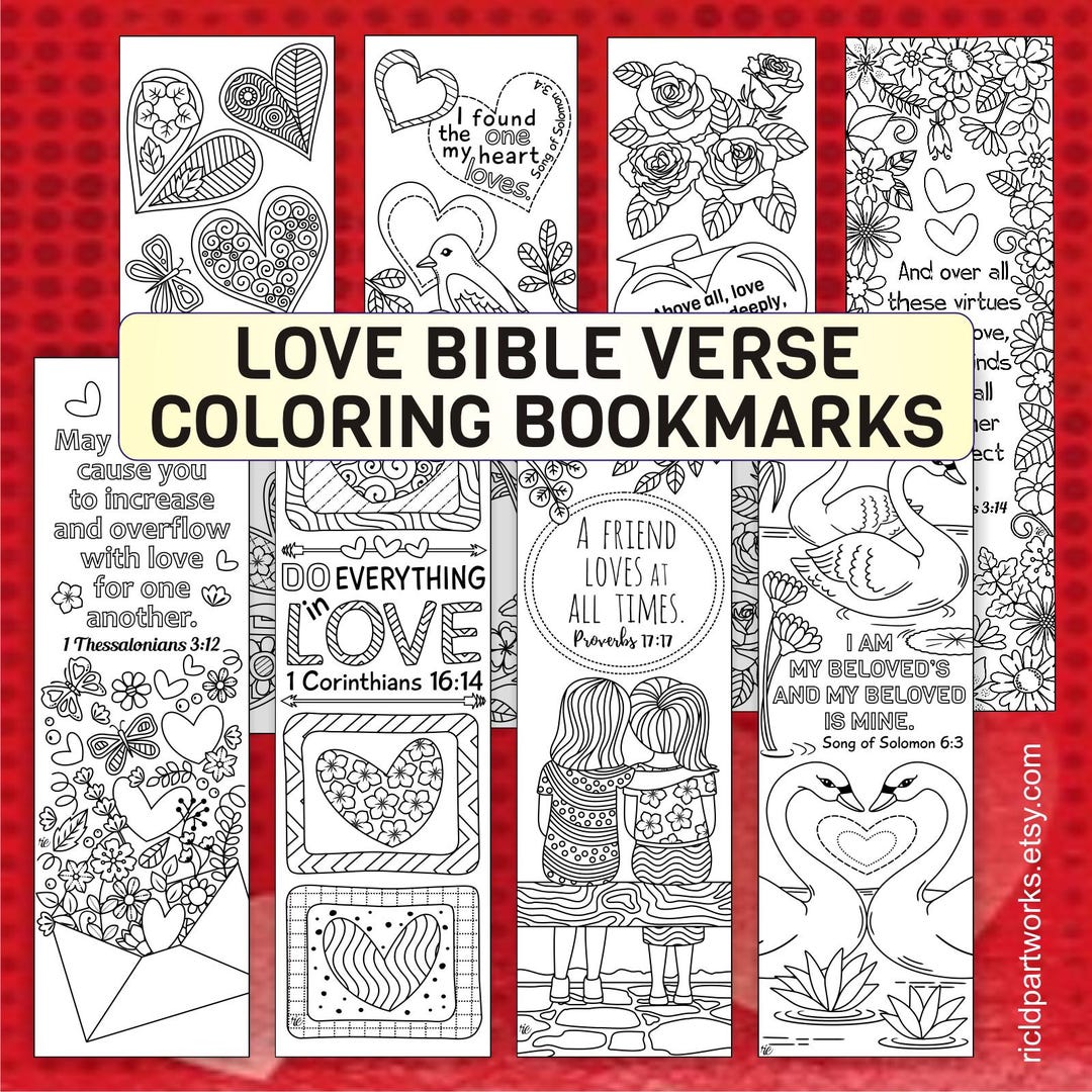 Love Bible Verse Coloring Bookmarks: Printable Scripture Doodles (PDF ...