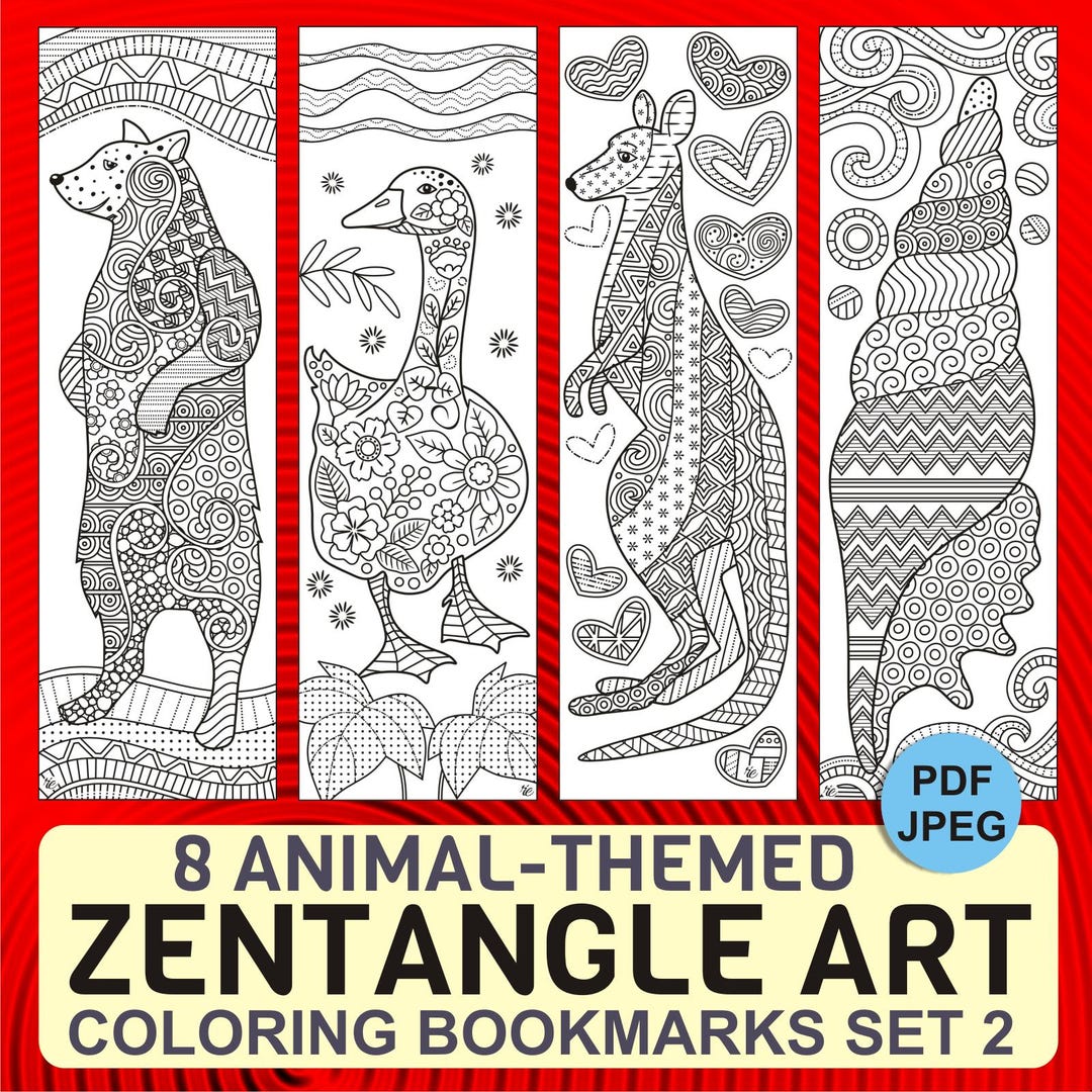8 Cute Animals Coloring Bookmarks for Kids – Printable Animal Zen ...