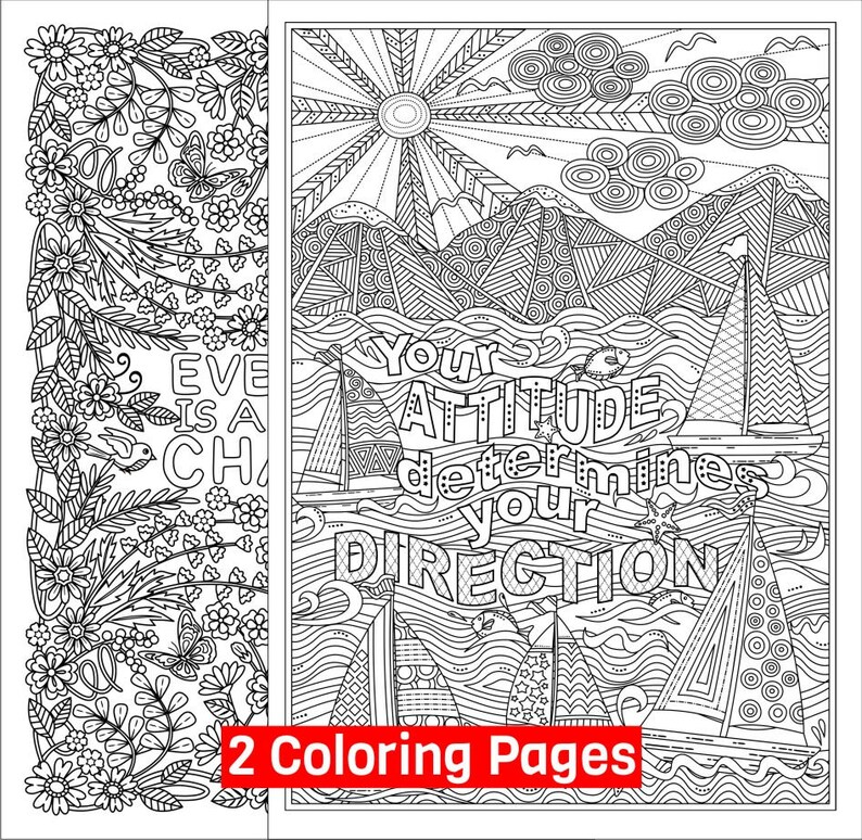 Motivational Zen Doodle Coloring Pages (PDF, JPEG) - Etsy