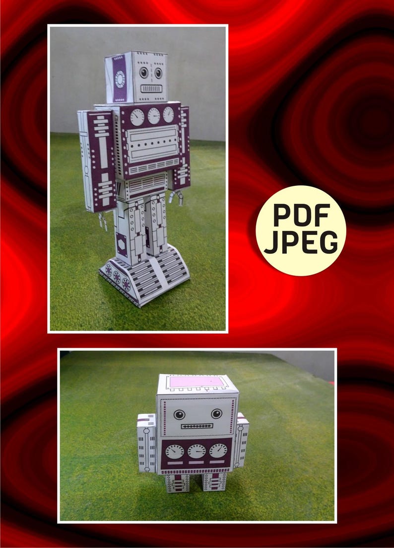 Printable Robot Papercraft Set: DIY 3D Coloring Toy (PDF & JPEG) - Etsy UK