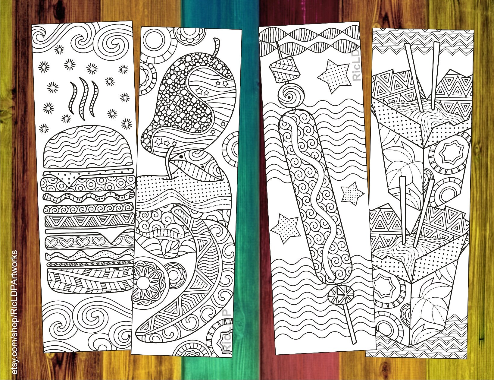 Food Coloring Bookmarks: Zentangle-inspired Art Activity (PDF/JPEG) - Etsy