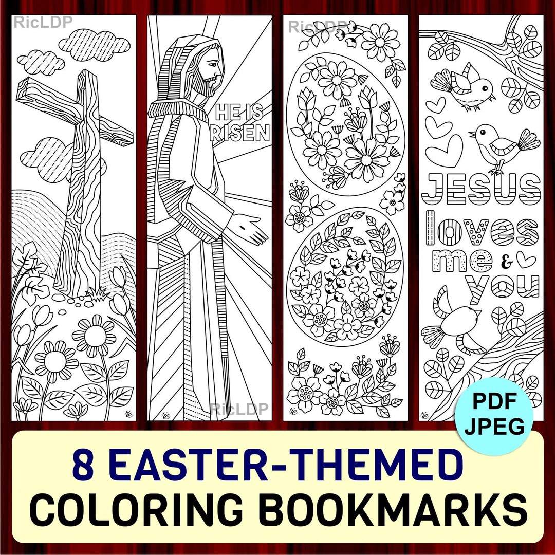 8-pack Easter Coloring Bookmarks – Printable Scripture & Zen Doodle ...