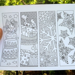 Christmas Coloring Bookmarks, Xmas Colorier Winter Snow Doodles ...