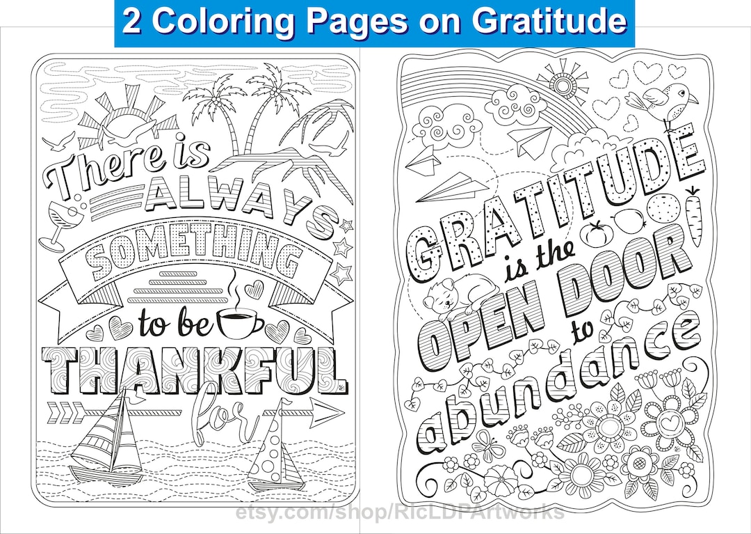 Gratitude Coloring Pages Thanksgiving Posters Abundance Thankful ...