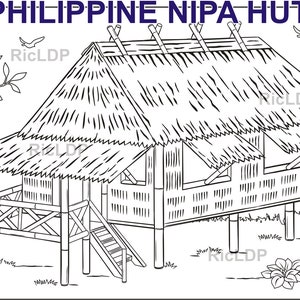 Philippine Bahay Kubo Coloring Pages: Asian Art (printable PDF) - Etsy