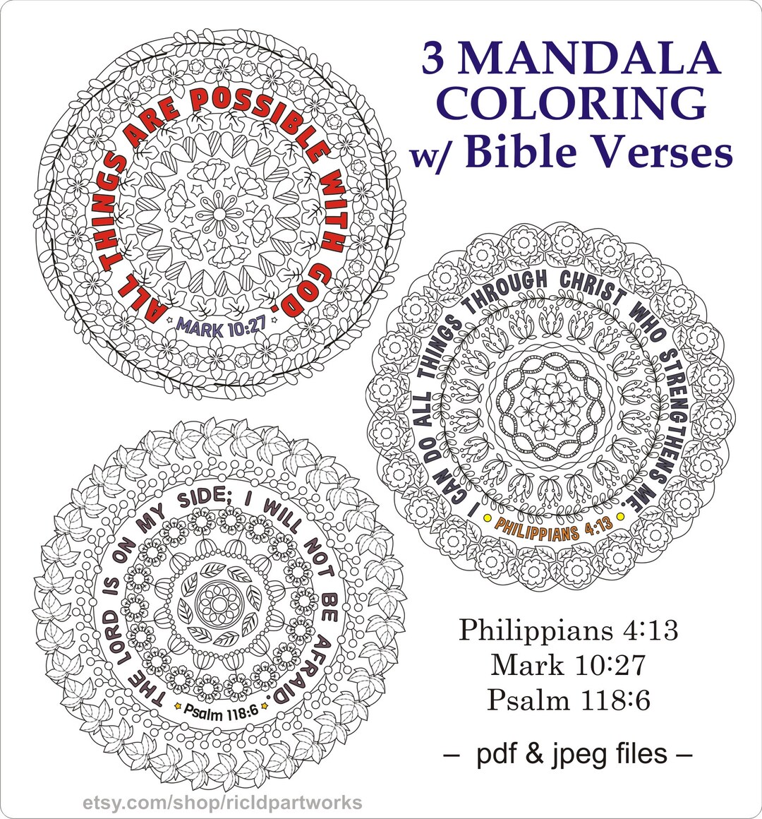 Scripture Mandala Coloring Pages: Bible Verse Art (PDF & JPEG) - Etsy