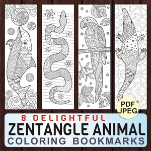 8 DIY Animal Coloring Bookmarks for Children – Printable Zen Doodle ...