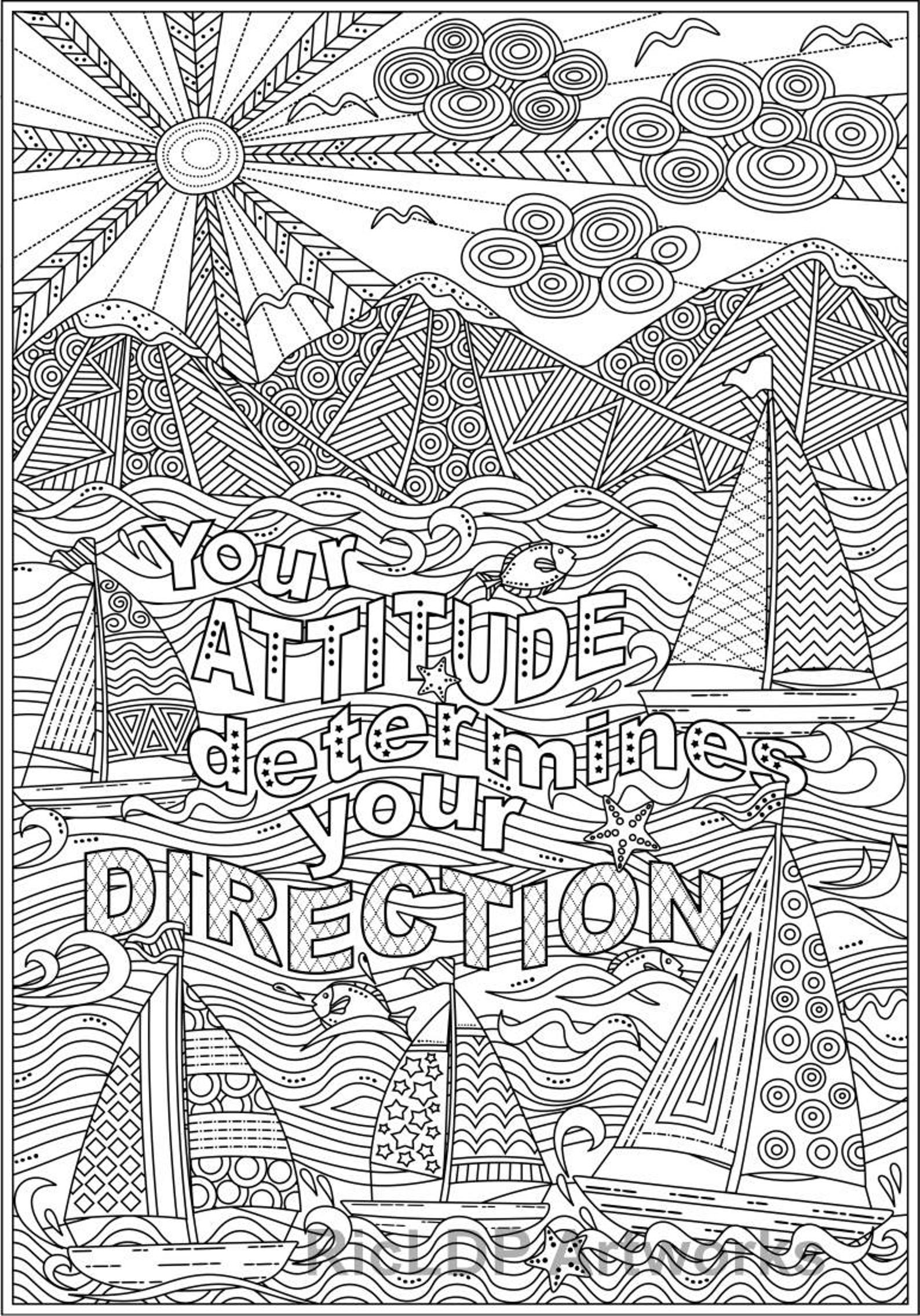 Motivational Zen Doodle Coloring Pages (PDF, JPEG) - Etsy