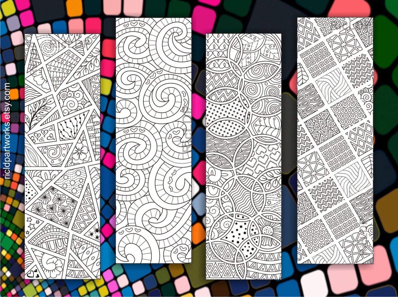 Mindfulness Coloring Bookmarks – 8 Printable Line Art Doodles (PDF ...