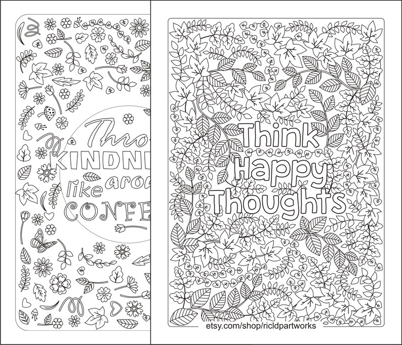 Leaves Coloring Pages Kindness and Confetti Happy Thoughts Good Vibes ...